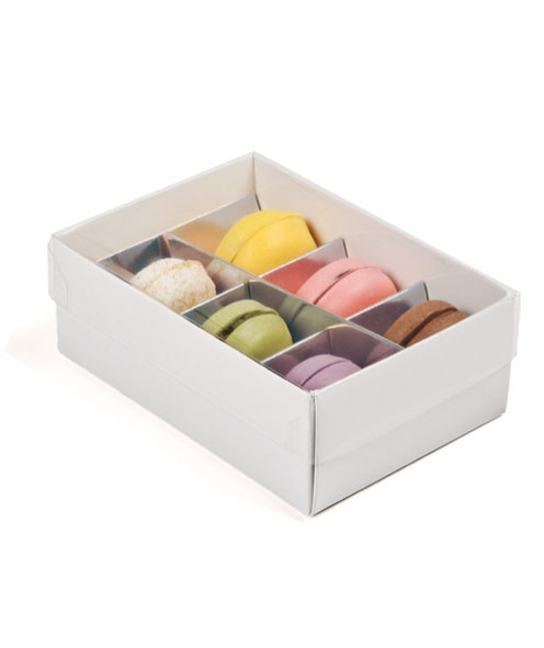 Boîte 6 macarons avec calage carton argent